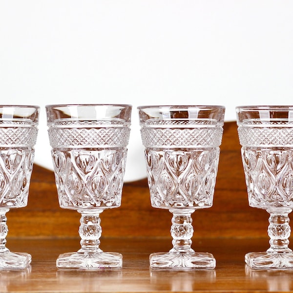 Pressed Glass Goblet Etsy