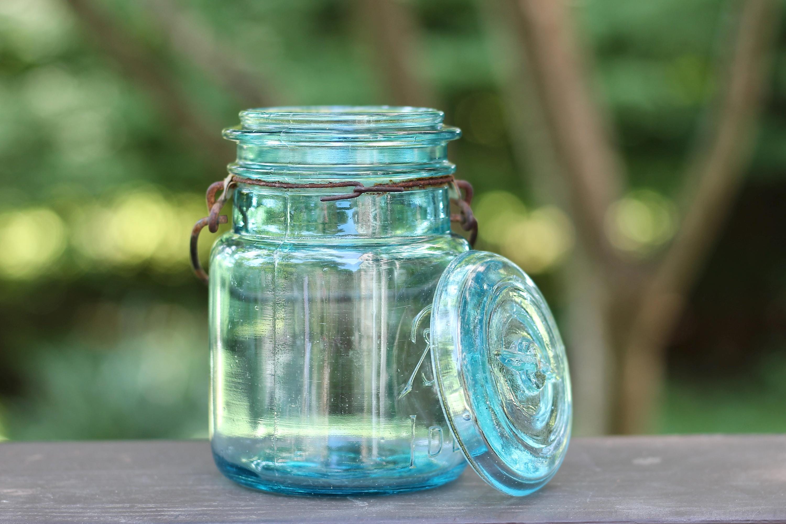 Antique Wire Bail Ball Ideal Blue Pint Mason Jar 1910 - 1923 - Etsy