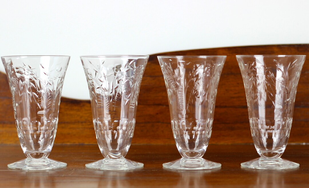 Antique Optic Cut Glass Iced Tea Glasses Set of 4 - Etsy