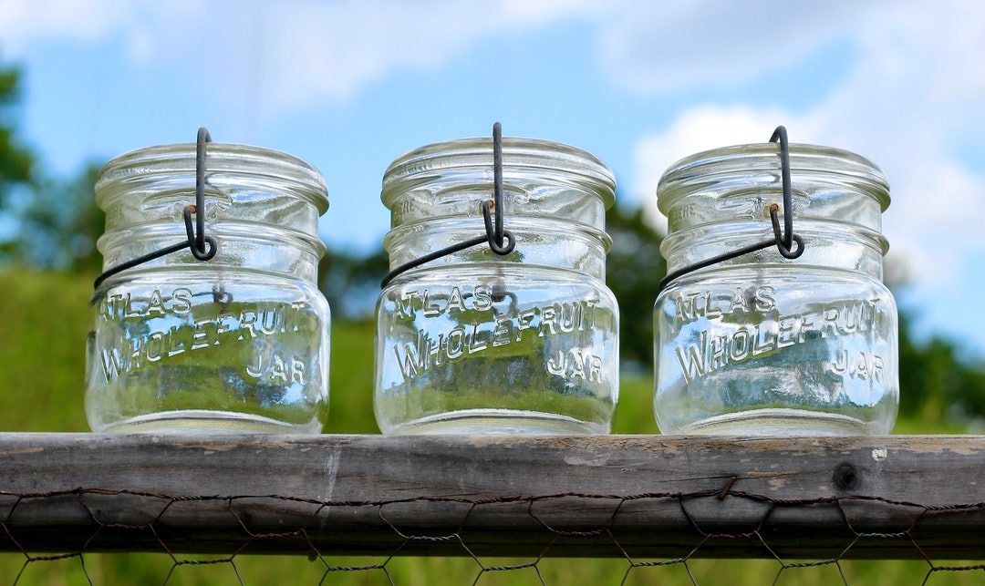 Antique Wire Bail Jar Atlas Wholefruit Pint Jar Set of 3 - Etsy
