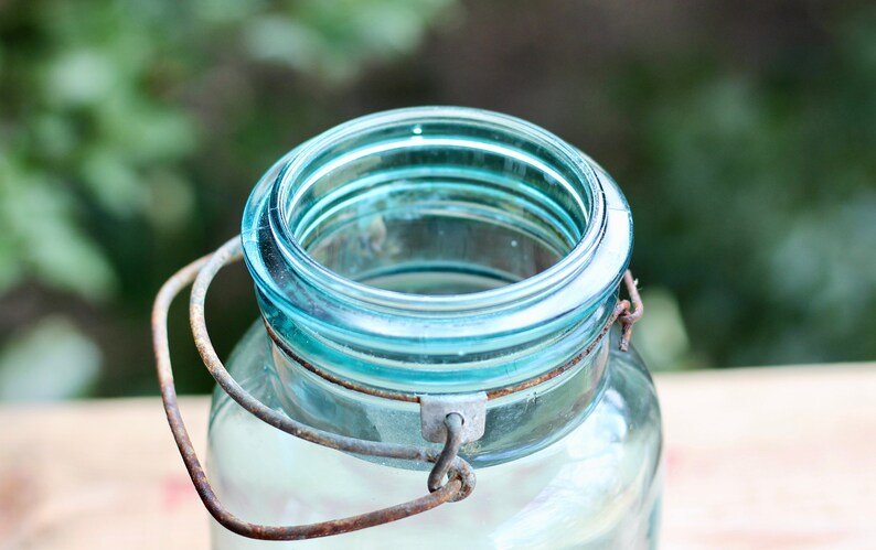 Antique Wire Bail Blue Mason Jar Ball Ideal Quart Jar | Etsy