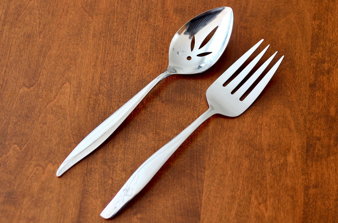 Vintage Mismatched Serving Fork and Slotted Spoon Oneidacraft Dixon ...