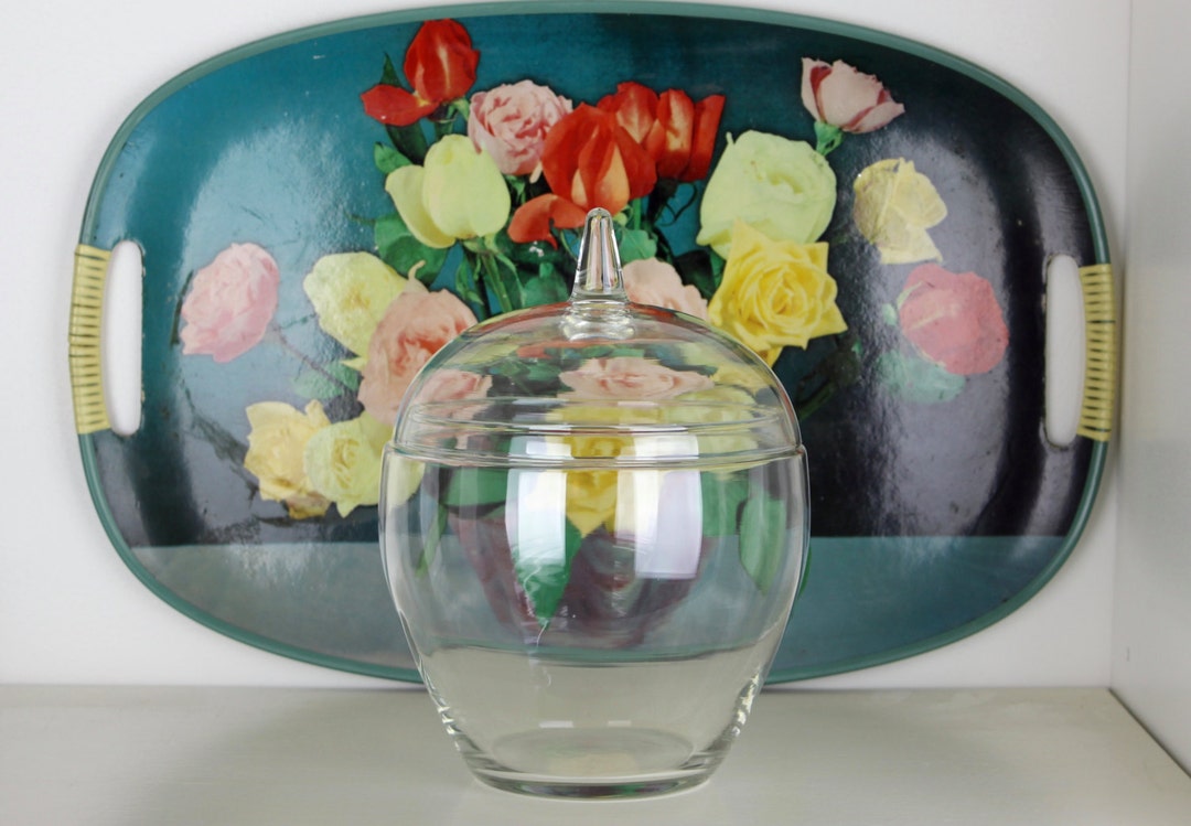 Vintage Glass Apple Shaped Container Jar With Lid Apothecary - Etsy