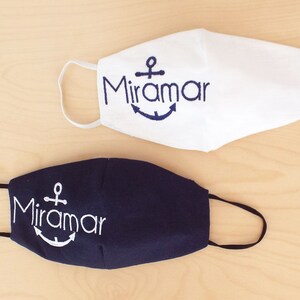Set of 2,personalized Nautical Face Mask,boat Name Mask, Embroidered ...