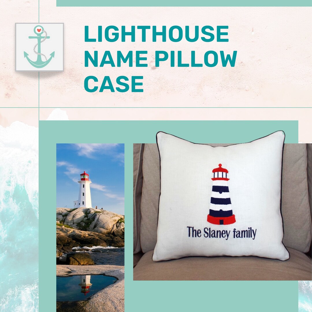 Lighthouse Name Pillow Case,personalized Nautical Pillow Case ...
