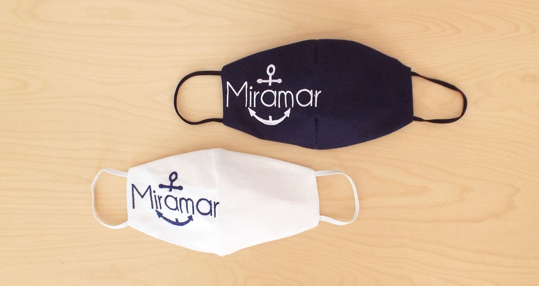 Set of 2,personalized Nautical Face Mask,boat Name Mask, Embroidered ...