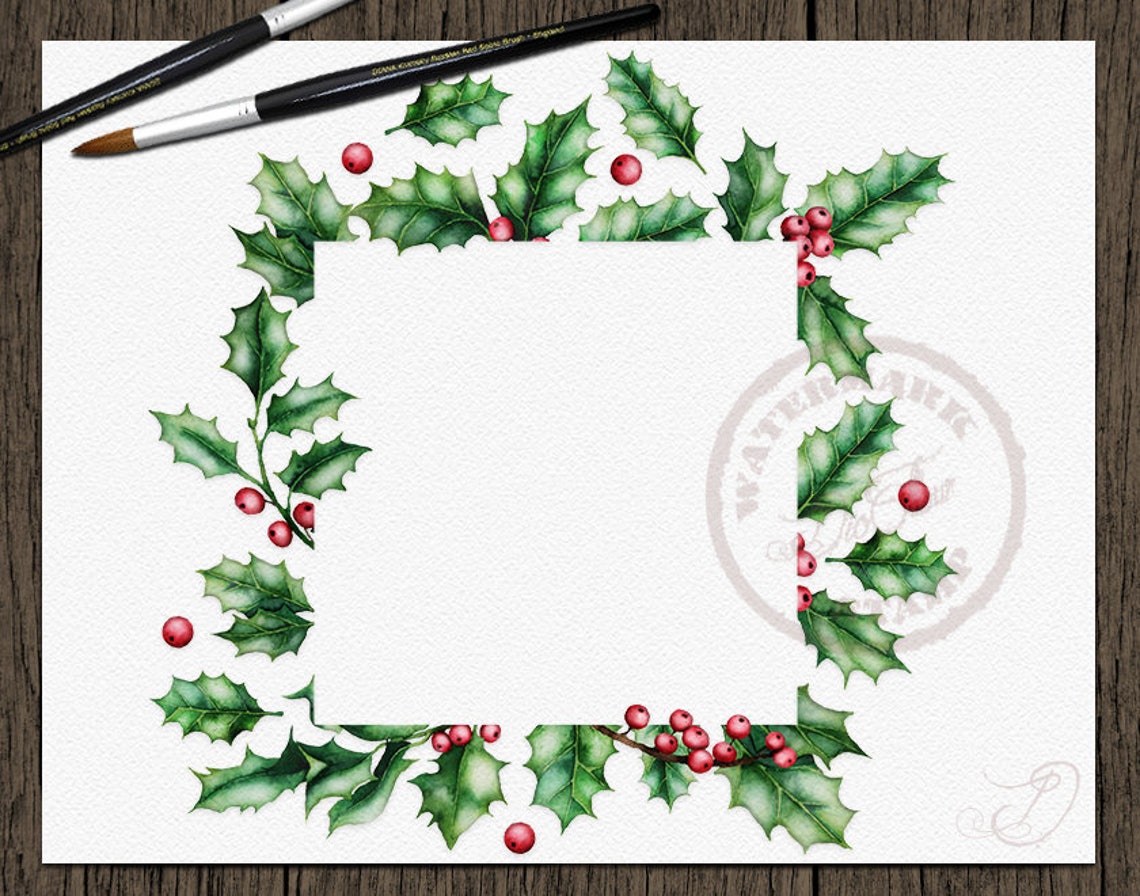 Watercolor Holly Clipart Christmas Clip Art Winter Flowers Winter ...
