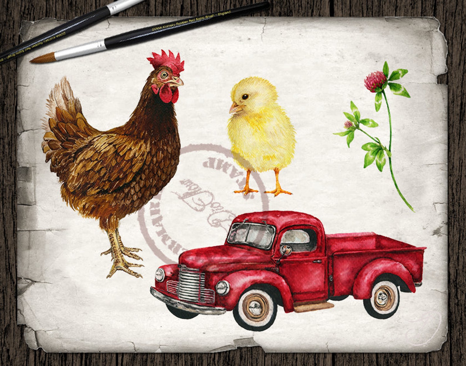 Watercolor Farm Animals Clipart Farmhouse Clip Art Barn - Etsy