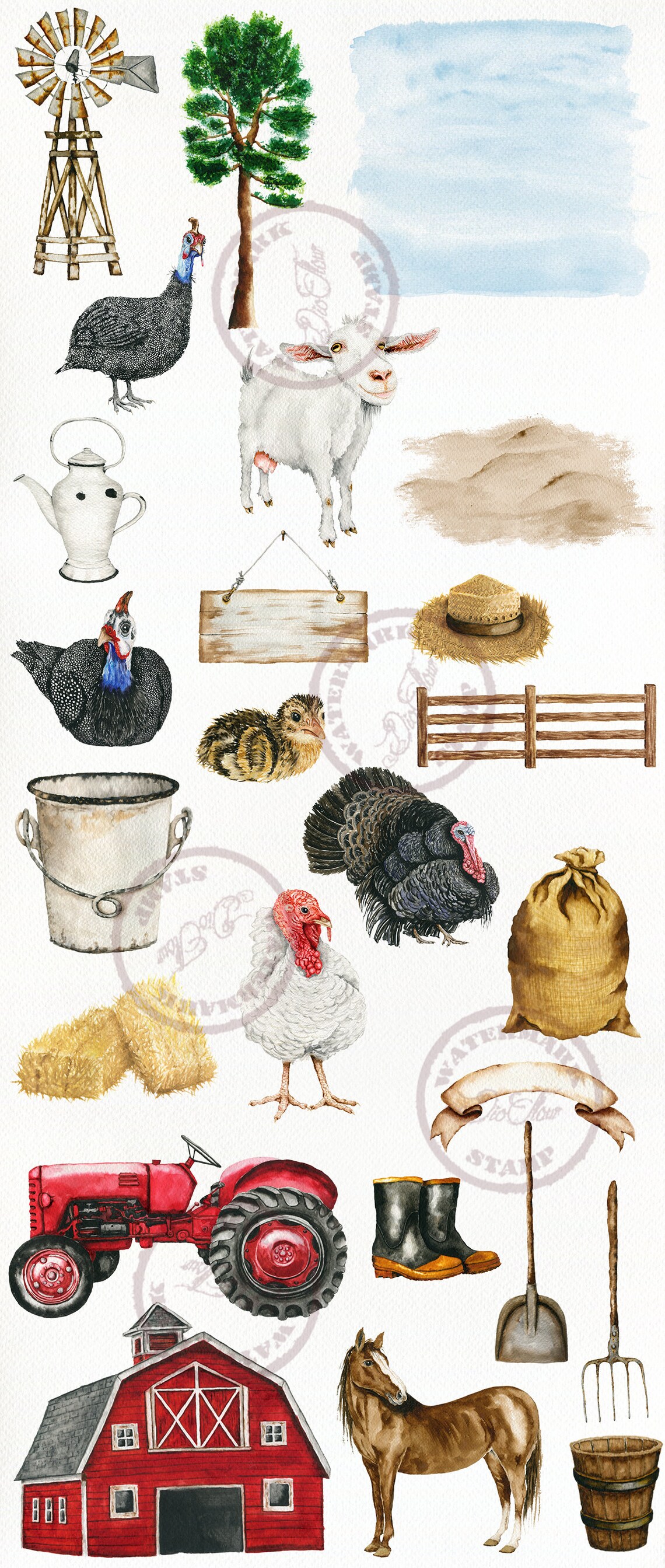 Watercolor Farm Animals Clipart Farmhouse Clip Art Barn - Etsy