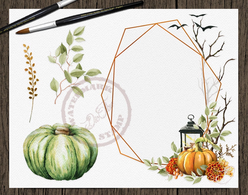 Watercolor Halloween Bat Fall Autumn Bats Pumpkin Clipart | Etsy