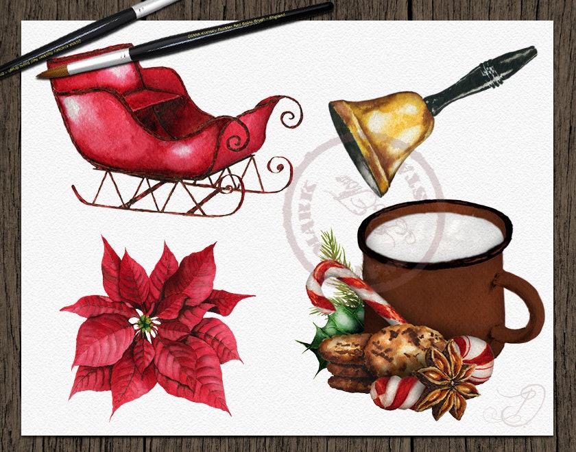 Watercolor Christmas Santa Clipart Santa Claus Clip Art Winter ...