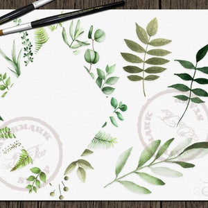 Watercolor Greenery Clipart Leaf Clipart Eucalyptus Woodland Clip Art ...