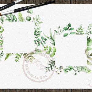 Watercolor Greenery Clipart Frame Leaf Leaves Clipart Vector Clip Art ...