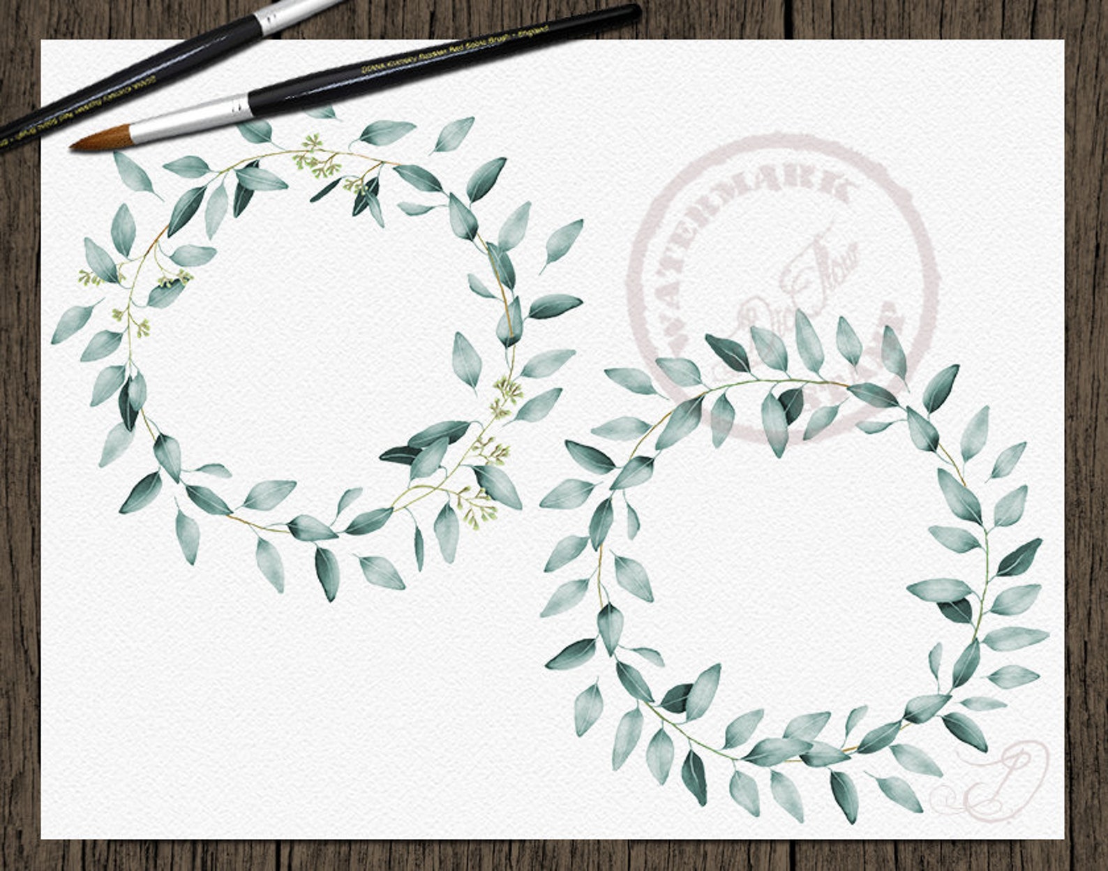 Eucalyptus Wreaths Clipart Watercolor Frames Greenery Clip Art Baby ...
