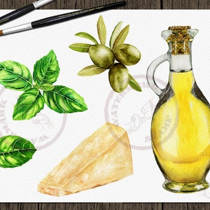 Watercolor Pesto Clipart Clip Art Basil Pine Nut Parmesan Pesto ...