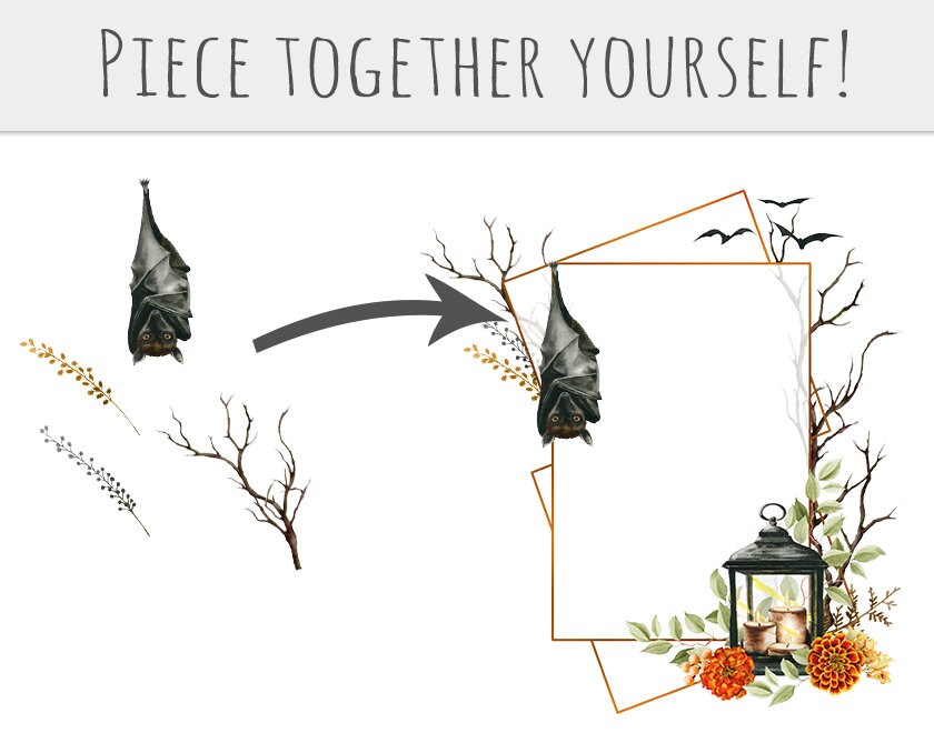 Watercolor Halloween Bat Fall Autumn Bats Pumpkin Clipart | Etsy