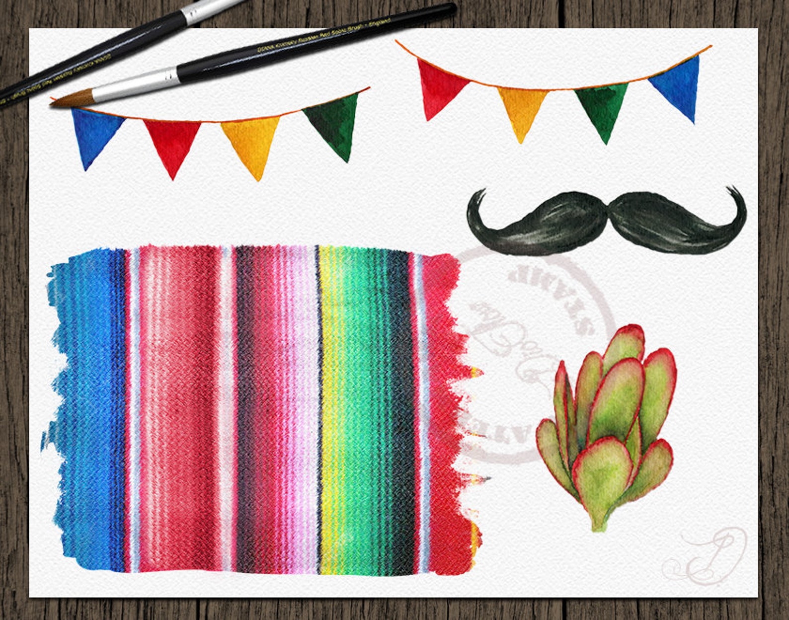 Watercolor Mexico Clipart Mexican Clip Art Invitation - Etsy
