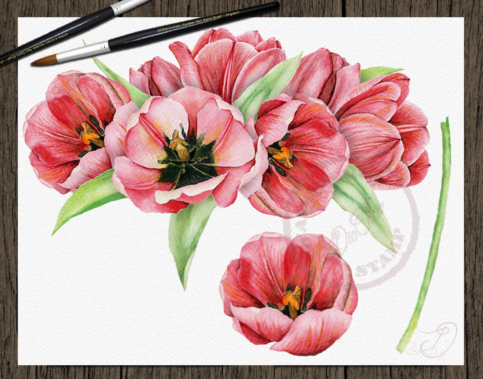 Watercolor Tulip Clipart Tulips Clip Art Rustic Mason Jar Spring ...