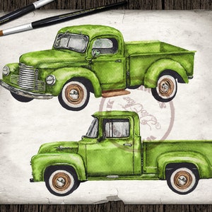Watercolor Spring Truck Clipart Flower Car Clip Art Spring Easter Old ...