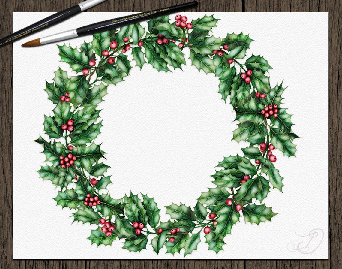 Watercolor Holly Clipart Christmas Clip Art Winter Flowers Winter ...