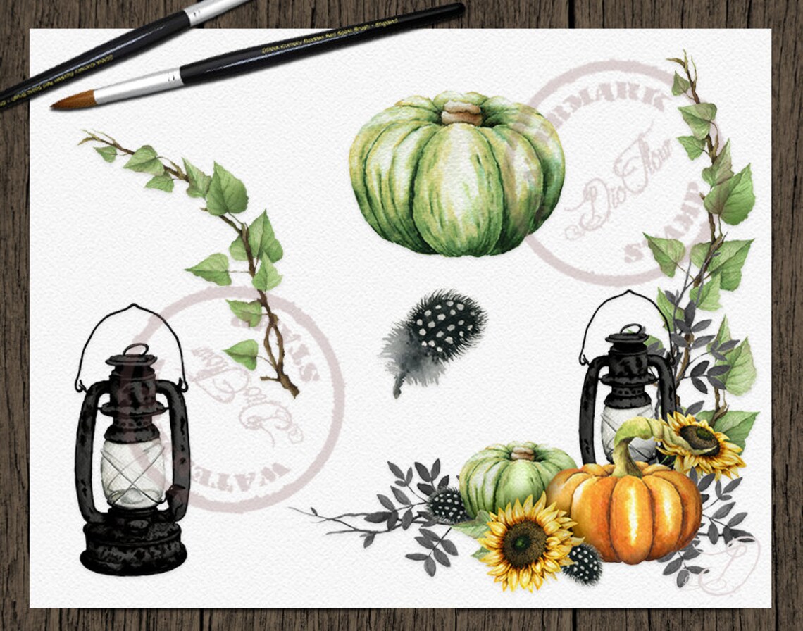 Watercolor Halloween Black Cat Fall Autumn Pumpkin Clipart - Etsy UK