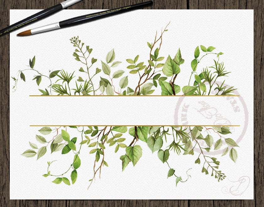 Watercolor Greenery Geometric Clipart Frame Greenery Frames - Etsy