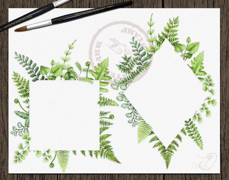Watercolor Fern Clipart Greenery Frames Clip Art Ferns Leaf - Etsy ...