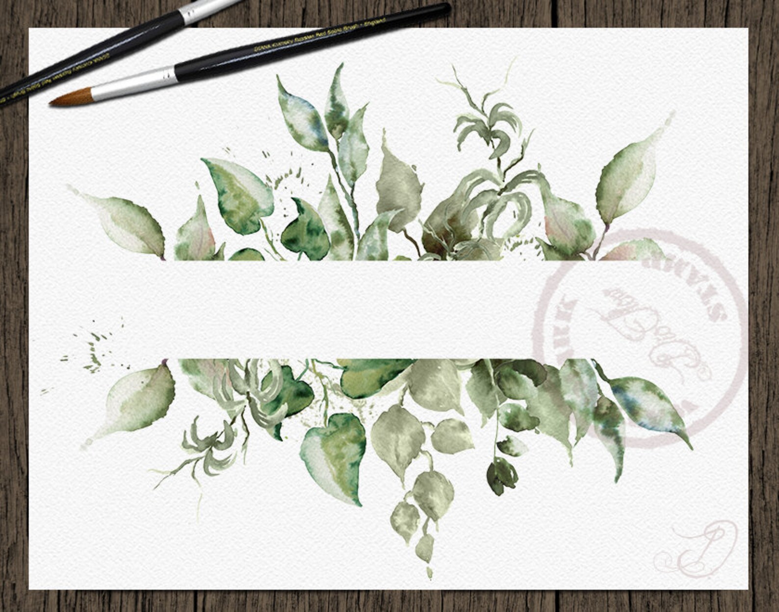 Watercolor Leaf Clipart Leaves Frame Greenery Frames Clip Art - Etsy