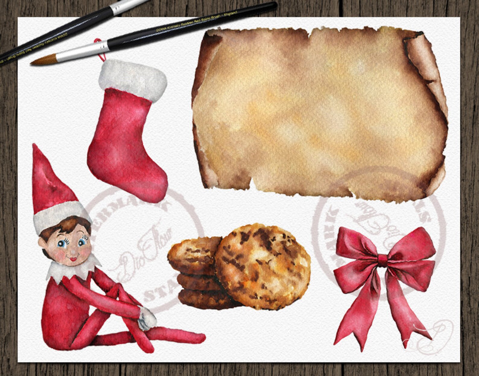 Watercolor Christmas Santa Clipart Santa Claus Clip Art Winter | Etsy