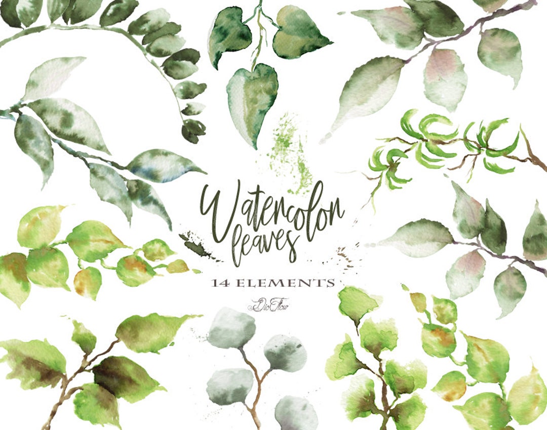 Watercolor Leaf Clipart Leaves Greenery Foliage Clip Art Green ...
