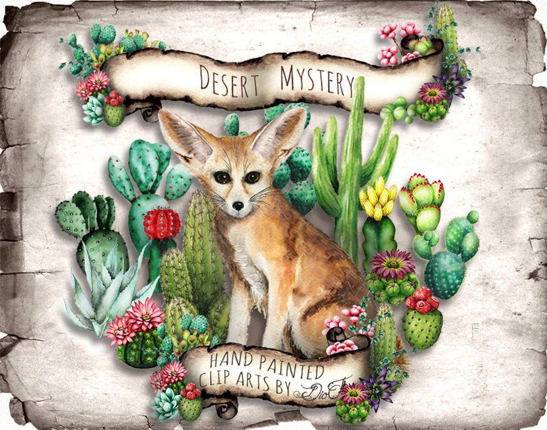 Watercolor Cactus Cacti Clipart Desert Succulent Clip Art Fennec Fox ...