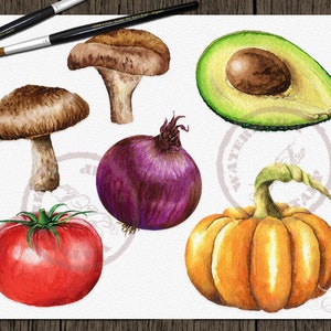 Watercolor Vegetables Clipart Vegetable Clip Art Tomato Avocado Pepper ...