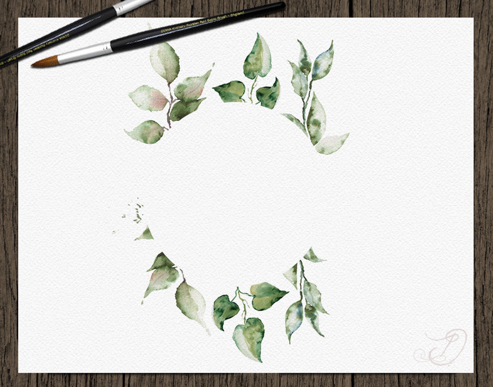 Watercolor Leaf Clipart Leaves Frame Greenery Frames Clip Art Green ...