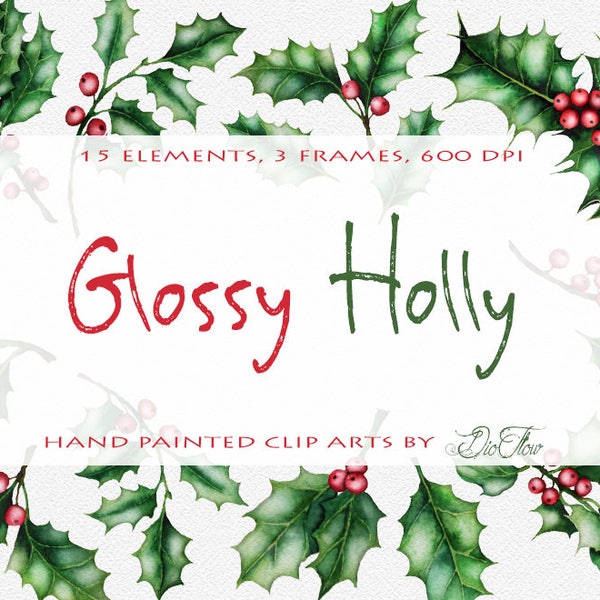 Holly Watercolor - Etsy