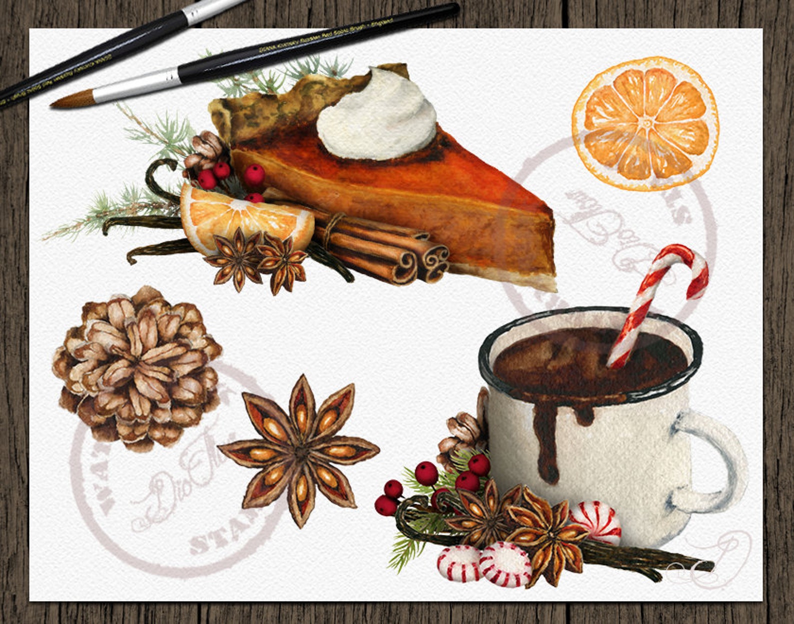Watercolor Christmas Sweets Clipart Candy Cane Clip Art Winter ...