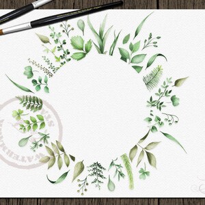 Watercolor Greenery Clipart Frame Leaf Leaves Clipart Vector Clip Art ...