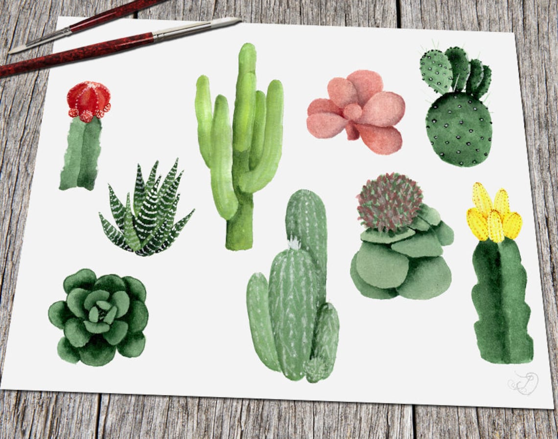 Cactus Clipart Succulent Fox Clipart Cacti Clip Art Fennec Fox Desert ...