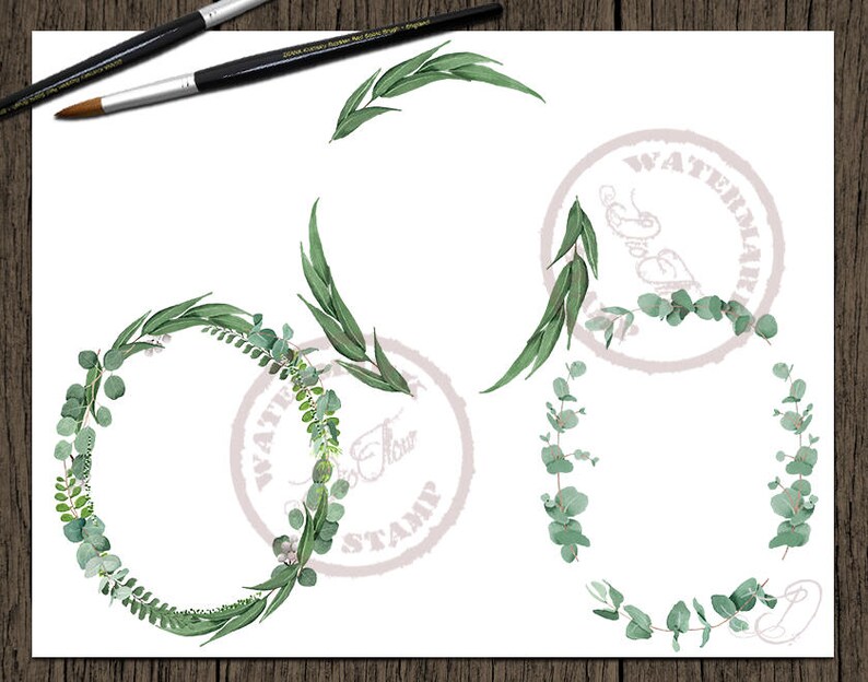 Greenery Frame Wreath Clipart Leaf Eucalyptus Woodland Fern Clip Art ...