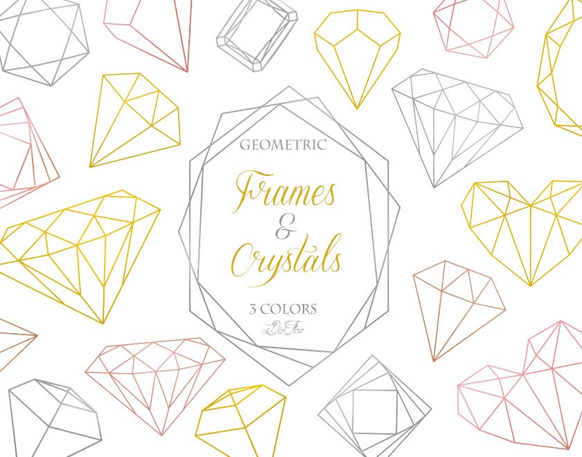 Geometric Polygonal Clipart Frames Crystals Clip Art Shapes - Etsy