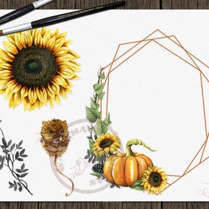 Watercolor Halloween Black Cat Fall Autumn Pumpkin Clipart Leaves ...