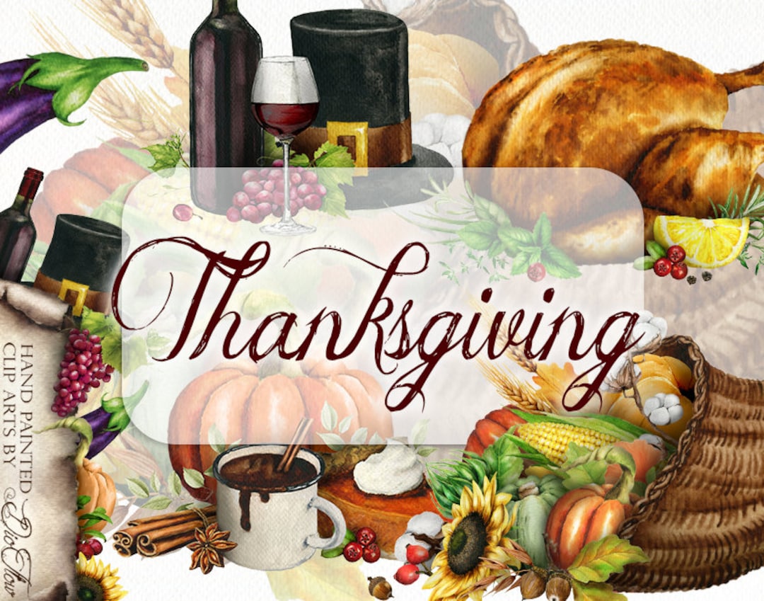 Watercolor Thanksgiving Clipart Give Thanks Clip Art Autumn Harvest ...
