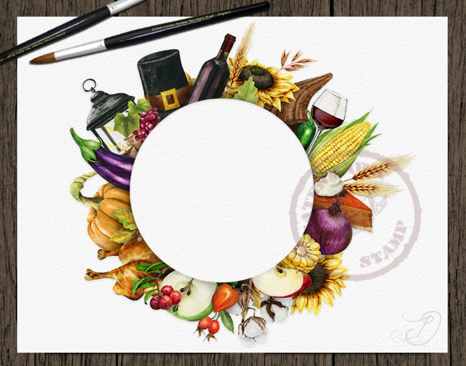 Watercolor Thanksgiving Clipart Give Thanks Clip Art Autumn | Etsy