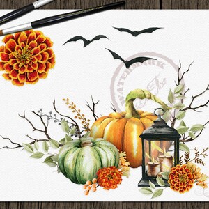 Watercolor Halloween Bat Fall Autumn Bats Pumpkin Clipart Halloween Bat ...