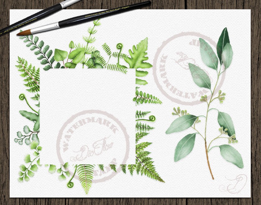 Watercolor Greenery Clipart Leaf Clipart Eucalyptus Woodland Clip Art ...