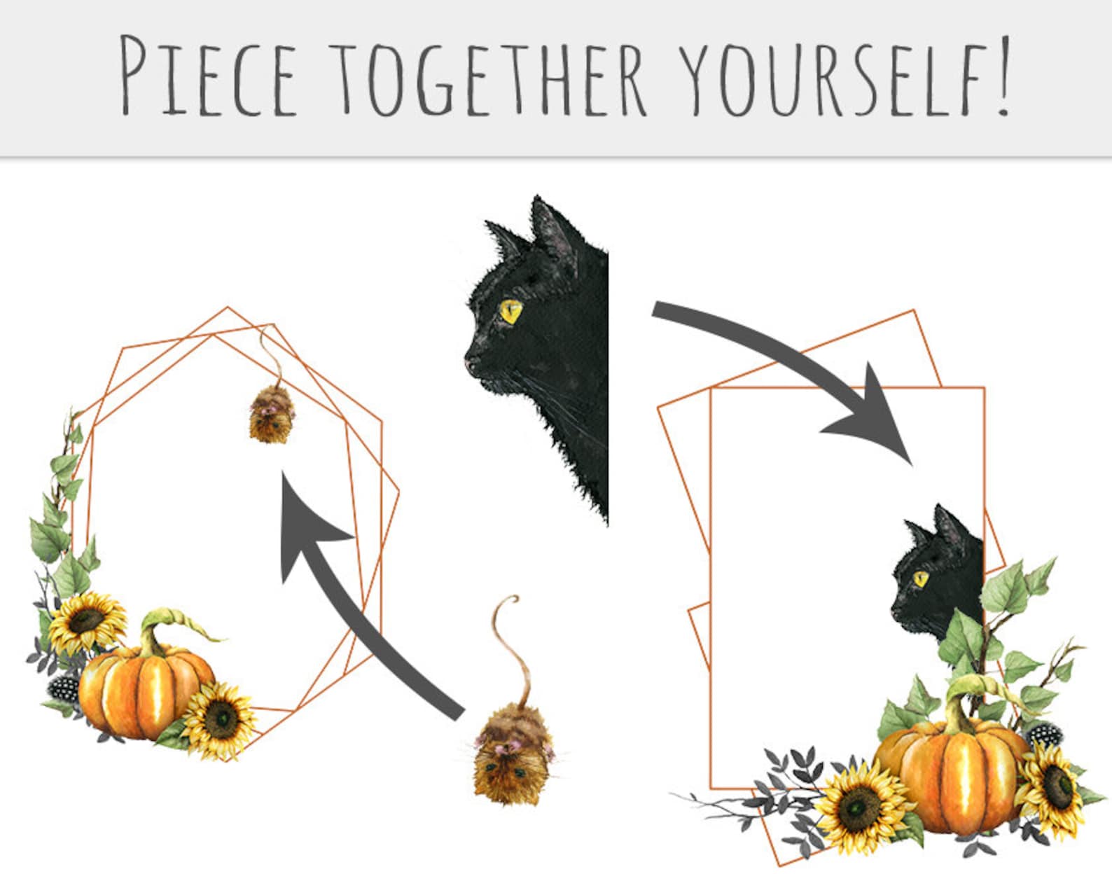 Watercolor Halloween Black Cat Fall Autumn Pumpkin Clipart - Etsy UK
