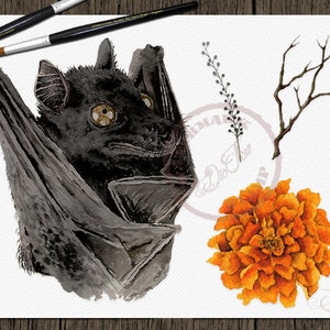 Watercolor Halloween Bat Fall Autumn Bats Pumpkin Clipart Halloween Bat ...
