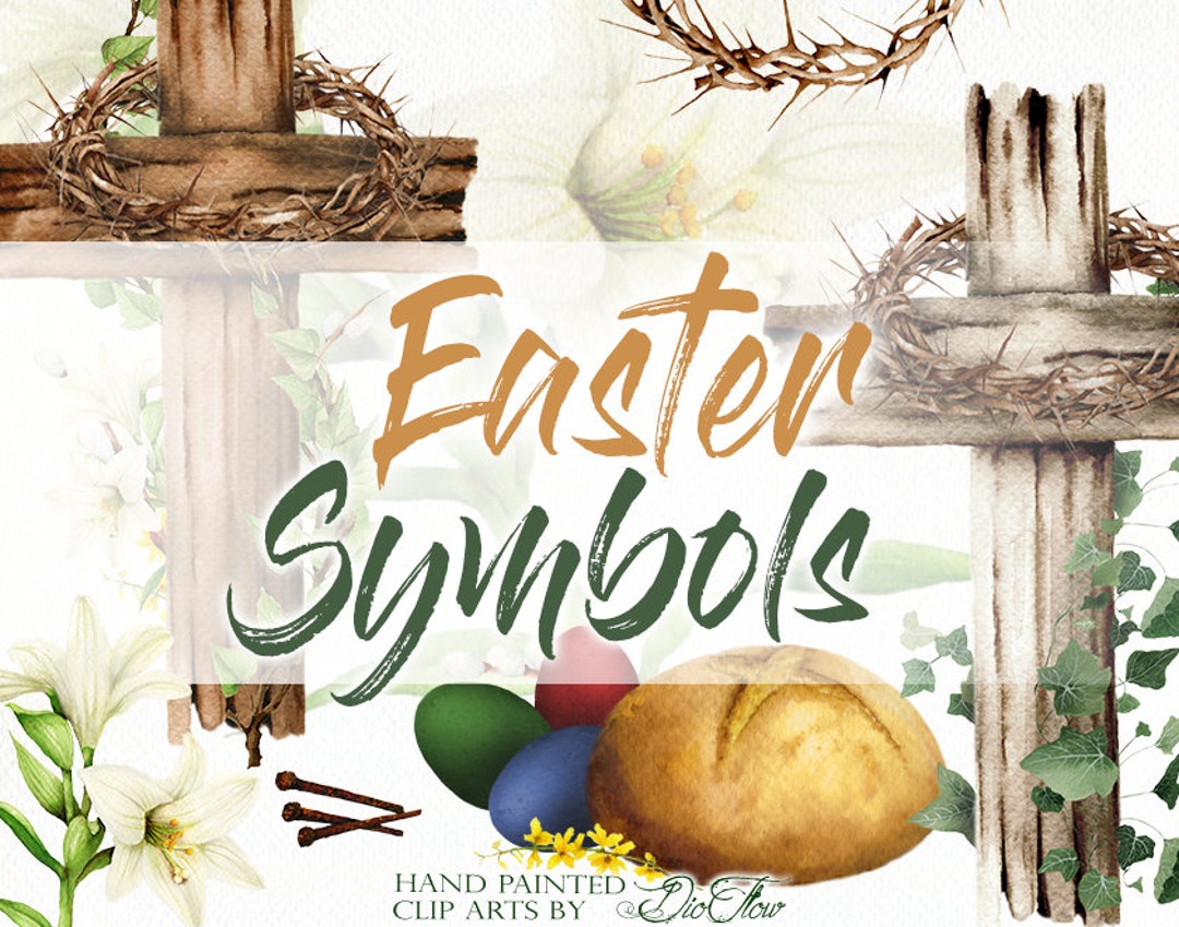 Watercolor Easter Clipart Rising Symbols Christ Cross Easter Clip Art ...