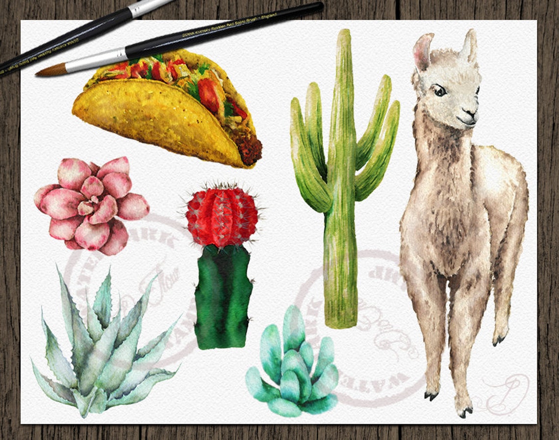 Watercolor Mexico Clipart Mexican Clip Art Invitation - Etsy