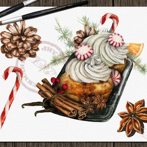 Watercolor Christmas Sweets Clipart Candy Cane Clip Art Winter ...