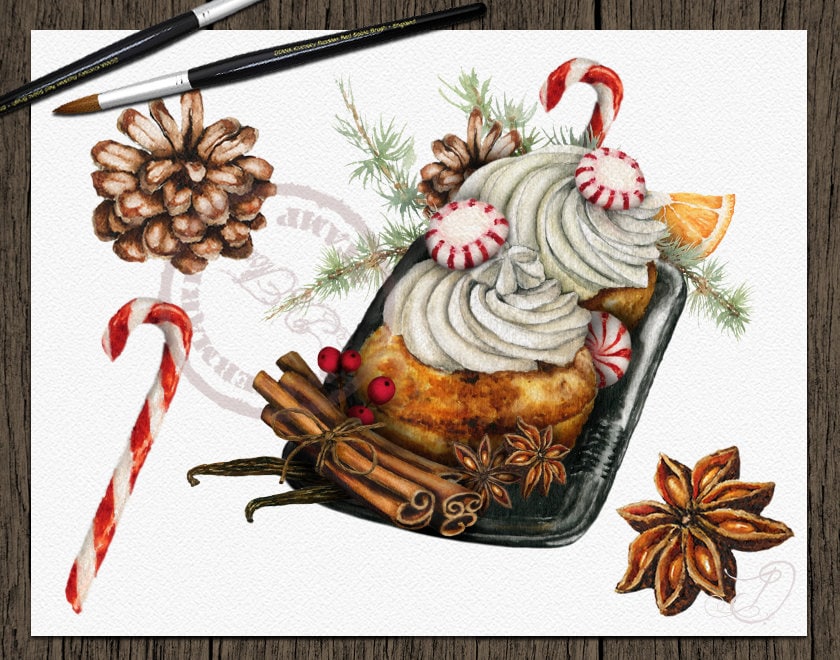 Watercolor Christmas Sweets Clipart Candy Cane Clip Art Winter - Etsy